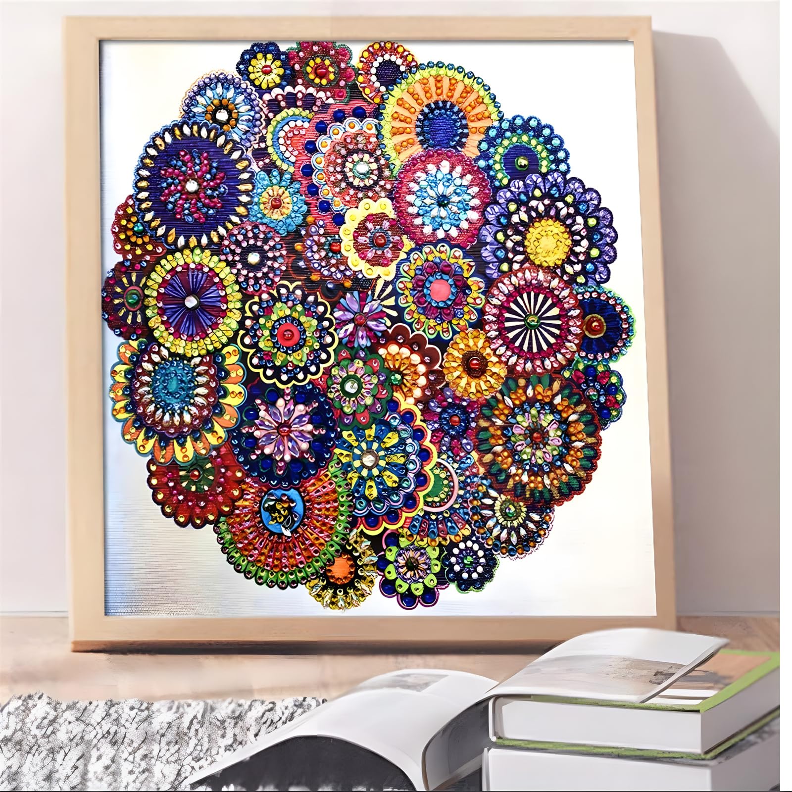 Hibah Diamond Painting DIY 5D Special Shape Rhinestone, Mandala Flower, Partial Diamond Crystal Diamond Painting Set