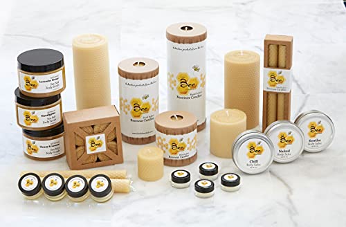 8 Inch Hand-Rolled Beeswax Taper Candles - Little Bee of Connecticut (Single Pair)
