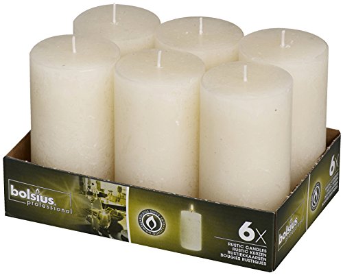 Bolsius Rustic Set of 6 Pillar Candles 2.75X 5 Inch Ivory - Romantic Unscented Dripless Dinner Decoration Table Candles Modern Look Great for Wedding, Home DΓ©cor, Bath, Gifts, (130x68mm)