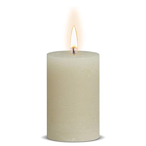 Bolsius Rustic Set of 6 Pillar Candles 2.75X 5 Inch Ivory - Romantic Unscented Dripless Dinner Decoration Table Candles Modern Look Great for Wedding, Home Décor, Bath, Gifts, (130x68mm)