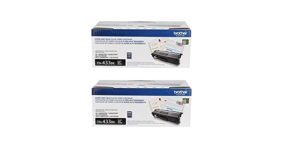 Brother Genuine TN433BK 2-Pack High Yield Black Toner Cartridge with Approximately 4,500 Page Yield/Cartridge