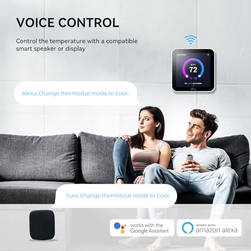 Vine 4 Inches Full Touch Screen TJ-560 Programmable Smart Wi-Fi Thermostat for Home with App Control, Energy Saving, Easy Installation, Compatible with Alexa and Google Assistant, White