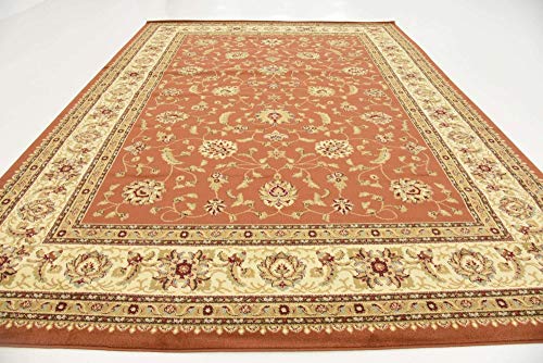 Unique Loom Voyage Collection Traditional Oriental Classic Intricate Design Area Rug, 9 ft 0 in x 12 ft 0 in, Terracotta/Ivory