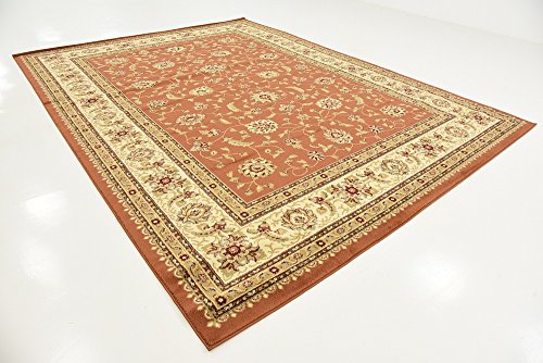 Unique Loom Voyage Collection Traditional Oriental Classic Intricate Design Area Rug, 9 ft 0 in x 12 ft 0 in, Terracotta/Ivory