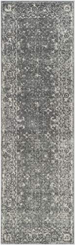 SAFAVIEH Evoke Collection 2'2" x 5' Grey/Ivory EVK270S Shabby Chic Distressed Non-Shedding Living Room Bedroom Area Rug