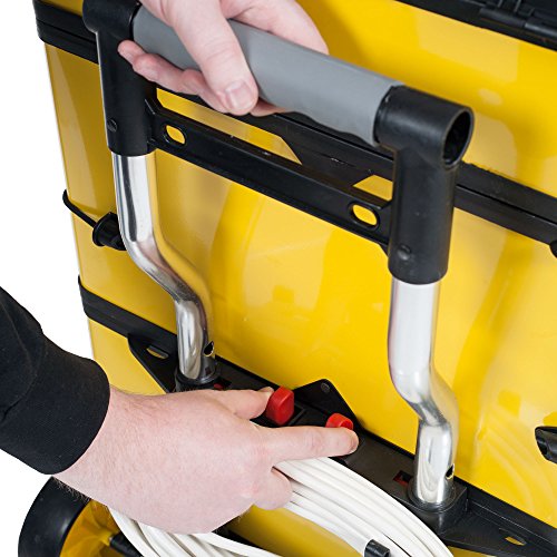 Stackable Rolling Tool Box Organizer with Telescopic Comfort Grip Handle – Mobile Upright Rigid Tool Chest with Wheels and Drawers by Stalwart