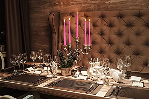 12 Pack Tall Taper Candles - 12 Inch Hot Pink Fuschia Dripless, Unscented Dinner Candle - Paraffin Wax with Cotton Wicks - 10 Hour Burn Time