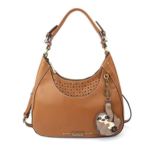 Chala Handbags Sloth Sweet Hobo Tote Shoulder Bag, Sloth Lovers (Brown)