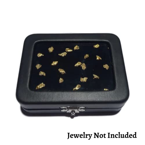 Novel Box Black Leatherette Glass Top Gem Box Loose Stone Jewelry Case Display with ClaspReversible Pad - White & Black