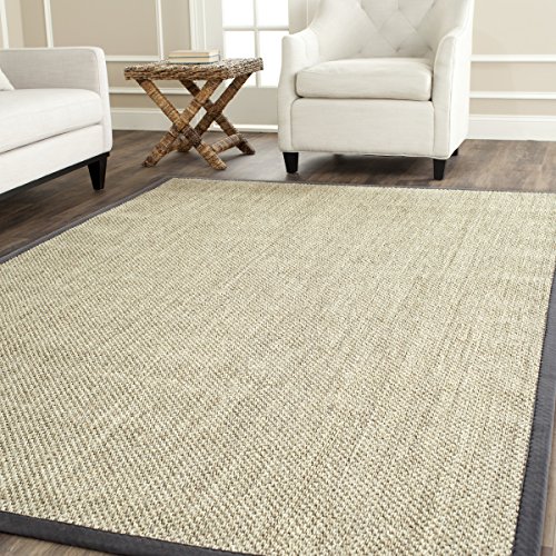 SAFAVIEH Natural Fiber Collection 6' x 9' Marble / Grey NF443B Border Sisal Area Rug