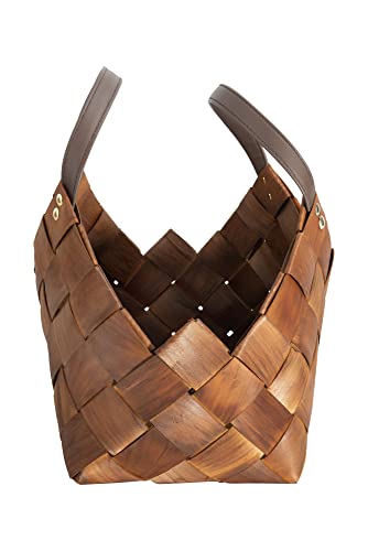 Creative Co-Op Brown Woven Seagrass Baskets with Leather Handles (Set of 3 Sizes) Wicker Non-Food Storage