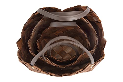 Creative Co-Op Brown Woven Seagrass Baskets with Leather Handles (Set of 3 Sizes) Wicker Non-Food Storage