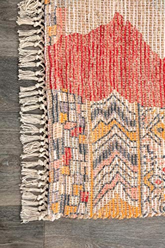 nuLOOM Hermina Flatweave Tribal Jute Area Rug, 5 ft x 8 ft, Multi