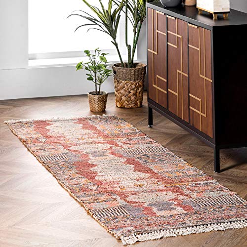 nuLOOM Hermina Flatweave Tribal Jute Area Rug, 5 ft x 8 ft, Multi