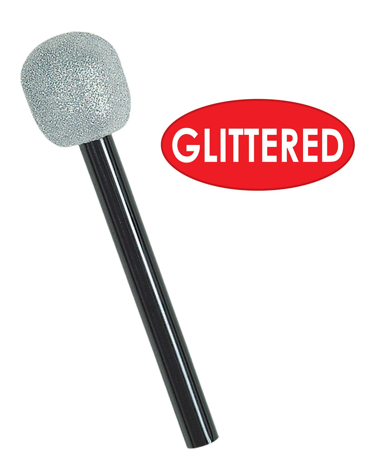 Glittered Microphone (silver & black) Party Accessory (1 count) (1/Pkg)