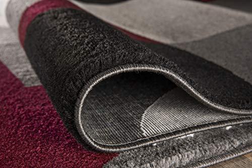 Rugshop Modern Circles Carpet Easy Maintenance for Home Office,Living Room,Bedroom,Kitchen Soft Area Rug 5'3" x 7'3" Burgundy