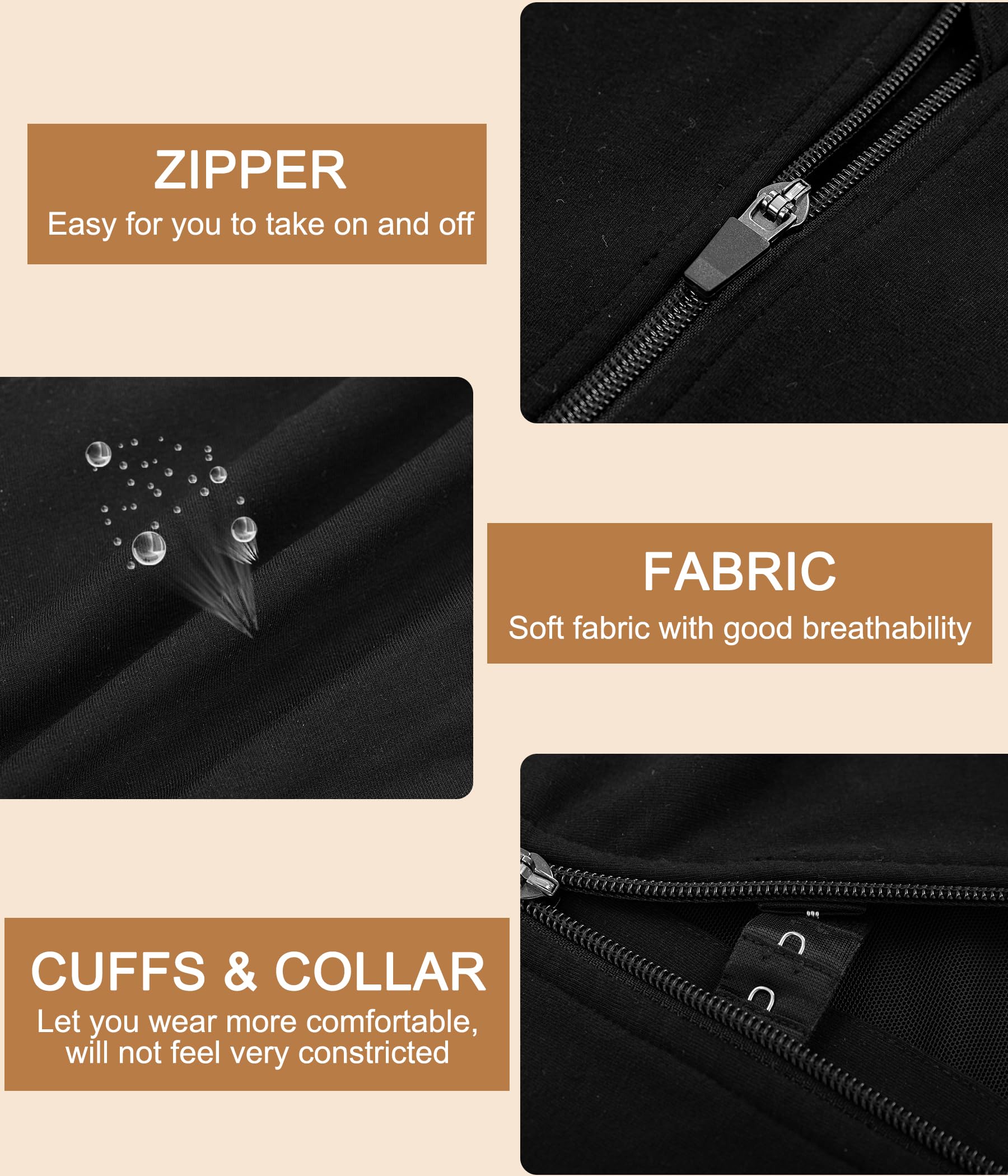 LEINIDINA Chest Binder Tomboy Transgender FTM Square Collar with Front Zipper Binder Bra Tank Top Black