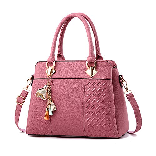Women Purses Satchel Handbags Ladies Designer Top Handle Tote Bag PU Leather Bag Pink