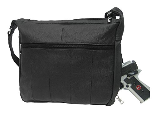 Black Leather Concealed Carry Handbag Roma 7082