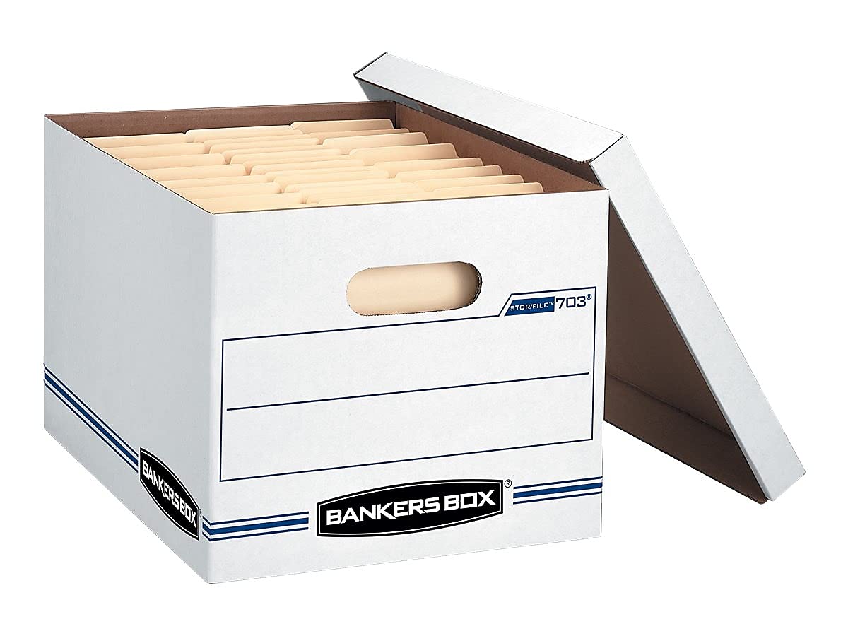 Bankers Box 00703 Stor/File Boxes, W/Lid, Ltr/Lgl, 12-Inch x15-Inch x10-Inch, 12/CT, White