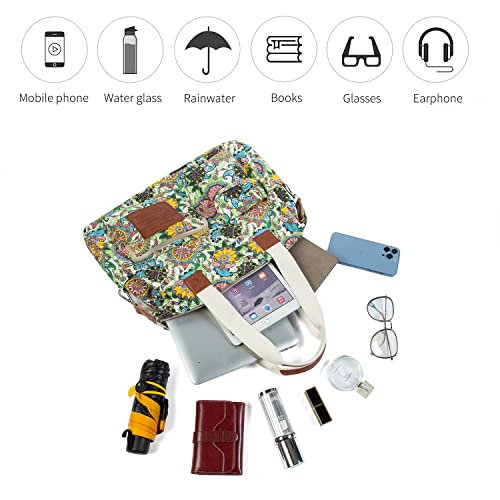 Malirona Canvas Shoulder Bag Travel Handbag Women Top Handle Satchel Crossbody Purse Floral Design