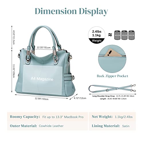 S-ZONE Women Genuine Leather Handbag Shoulder Purse Satchel Tote Crossbody Bag