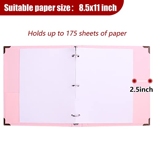 Vienrose 3 Ring Binder 1 inch Round Rings Durable Binder with Cardboard Cover Holds 8.5" x 11" Paper for School Office and Home, Pink