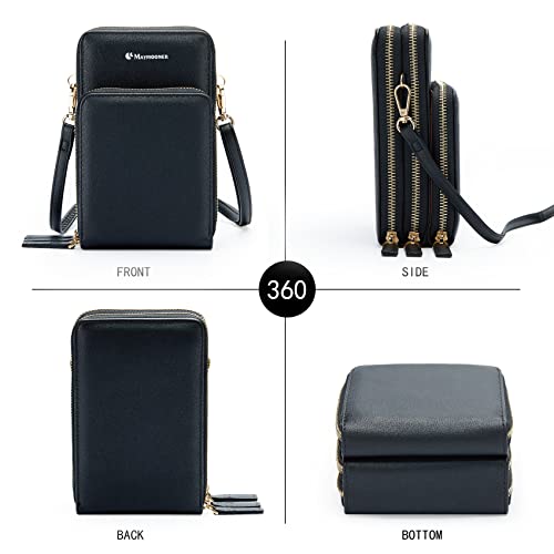 Maymooner Cell Phone Purse,Small Crossbody Bags For Women with Card Slots,Black