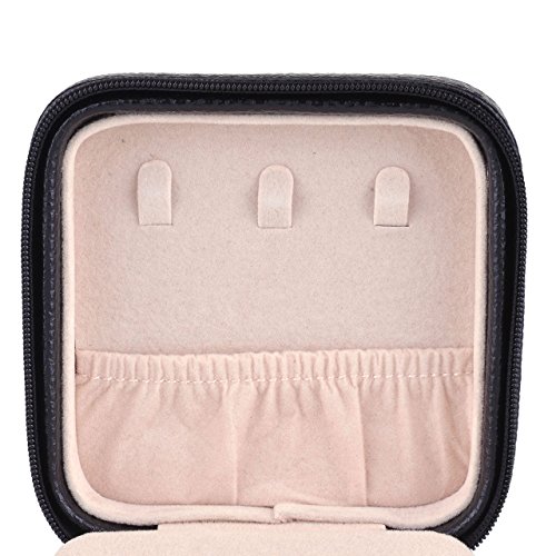 Yoption Paris Tower Pattern PU Jewelry Holder Box Display Accessories Ring Earring Bracelet Storage Zipper Case PU Leather Portable Traval Jewelry Box Organizer (Black)