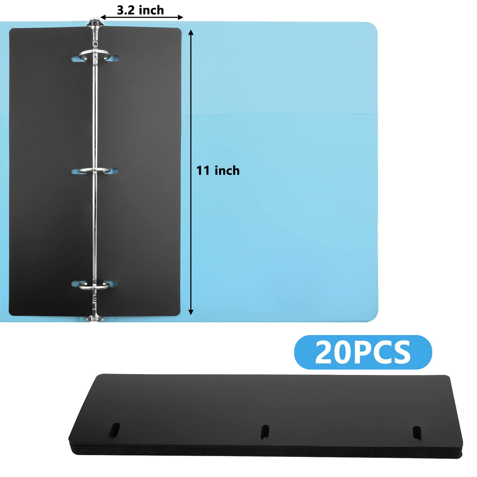 20 PCS Flat Sheet Lifters, Sheet Flatteners, Sheet Lifters Binders, Plastic Sheet Lifters, Protect Binder Page Sheet for 11-Inch x 8-1/2-Inch 3 Ring Binder, D Ring Binders