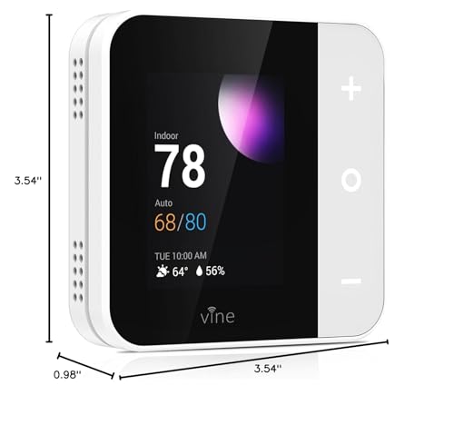 Vine Thermostat for Home with Touchscreen Color Display, WiFi Smart Thermostat Compatible with Alexa and Google Assistant, 7day/8period Programmable, Energy Saving, C-Wire Required, Screen Size 2.8"