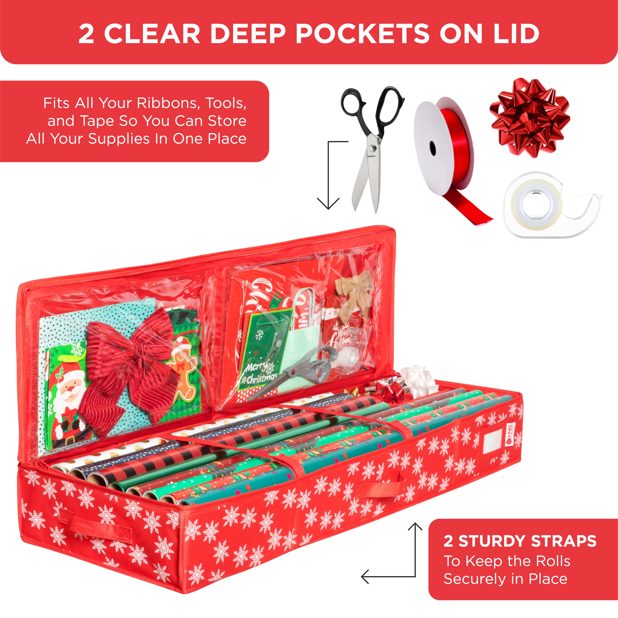 Wrapping Paper Storage Container – Fits up to 27 Rolls 1 3/8” Diam. - Underbed Gift Wrap Organizer Bags, Wrapping Paper Rolls, Ribbon, and Bows - Under Bed- Durable Material 600D - Up to 40” Rolls