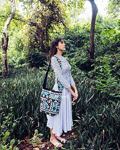 Tribe Azure Fair Trade Crossbody Handwoven Thick Cotton Shoulder Bag Shopping Market Purse Pink Casual Boho Roomy Spacious