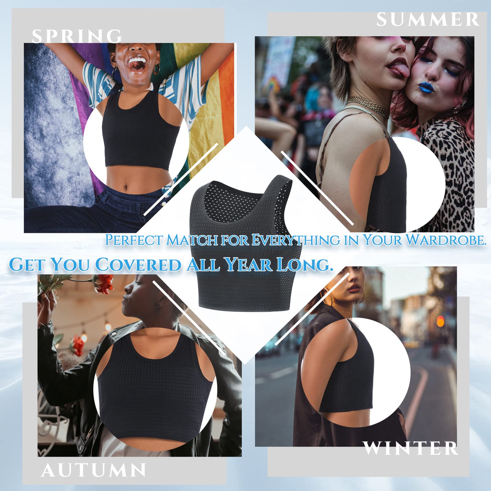 LGBT UNICORNS Chest Binder, Pullover Design Binder Trans, Moisture-Wicking, with 1PC Fragrance Card & 1PC Sticker, Black