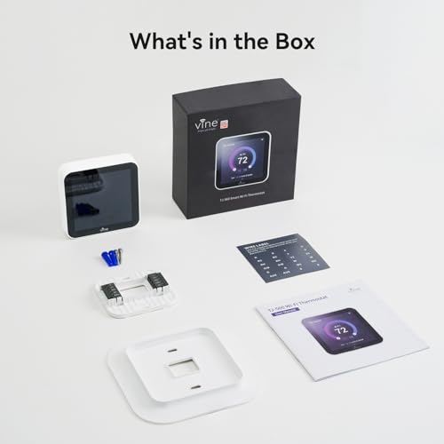 vine Smart Thermostat Larger Color Screen Thermostats for Home Heat and AC, 7 Day Programmable WiFi Thermostat App Control Compatible with Alexa and Google Assistant, C-Wire Required