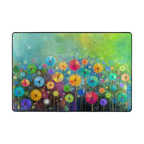 My Daily Abstract Floral Daisy Watercolor Spring Flower Area Rug 2 x 3 Feet, Living Room Bedroom Kitchen Decorative Unique Lightweight Printed Rugs