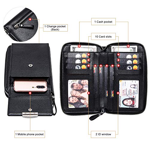 KUKOO Small Crossbody Bag Cell Phone Purse Wallet with Credit Card Slots for Women