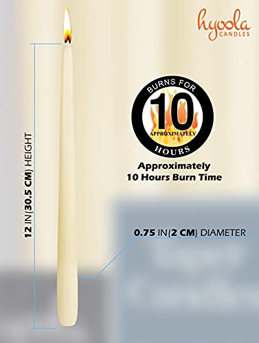 12 Pack Tall Taper Candles - 12 Inch Woolwhite Dripless, Unscented Dinner Candle - Paraffin Wax with Cotton Wicks - 10 Hour Burn Time