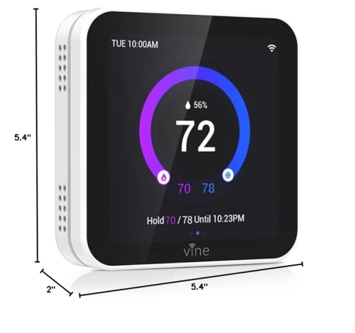 vine Smart Thermostat Larger Color Screen Thermostats for Home Heat and AC, 7 Day Programmable WiFi Thermostat App Control Compatible with Alexa and Google Assistant, C-Wire Required