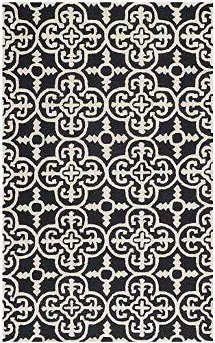 SAFAVIEH Cambridge Collection 5' x 8' Black/Ivory CAM133E Handmade Moroccan Premium Wool Area Rug