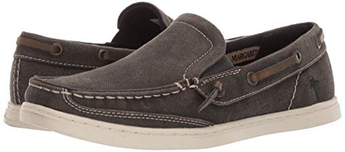 Margaritaville Men's Dock Boat Leather Lace, Lightweight Slip On Shoes, Black, 10