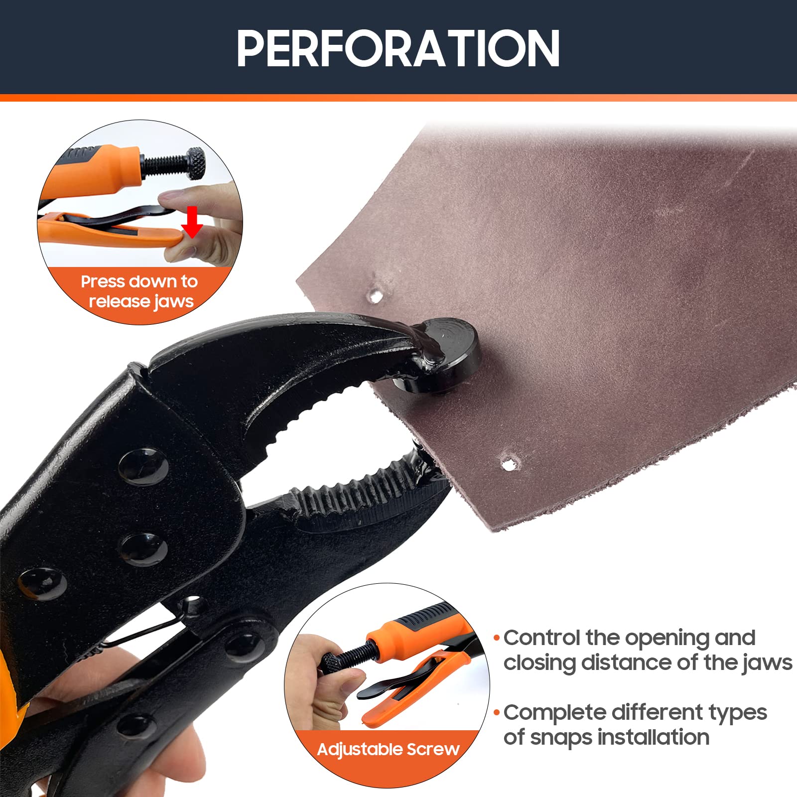 Heavy Duty Snap Fastener Tool, Snap Setter Tool Kit with 60 Sets, Adjustable Setter Snap Installation Kit, Snaps for Boat Cover, Snap Button Tool, Replacing Metal Snaps, Canvas, Sewing, Tarps