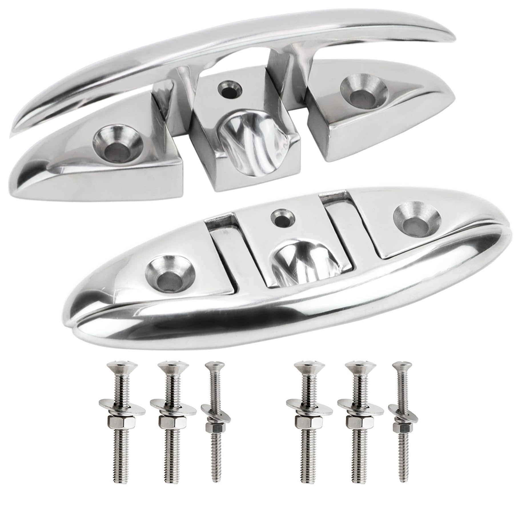 Laorde Boat Cleats 316 Stainless Steel Folding Dock Cleats 5 Inch Marine Grade Rope Cleat Flip Up Dock Cleat for Boat Kayak and Decoration with Fastener 2 Pack