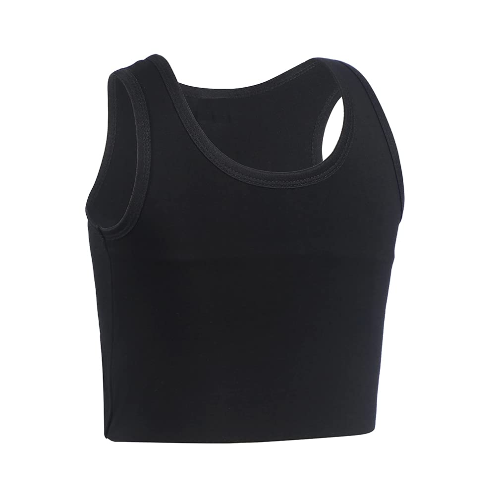 JARAZIN Women Transgender Tomboy FTM Pull On Closure Elastic Chest Binder Pullover Tank Top (Medium, Black)