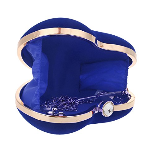 Reberomantic Goodbag Heart Shaped Evening Purse Velvet Clutch Purse Solid Evening Bag, Blue