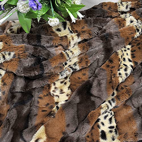 Home Soft Things Animal Printed Double Sided Faux Fur Throw, 50" x 60'', Brushed Leopard Heavy Warm Soft Stripe Throw Blanket for Kids Adults Great Gifts