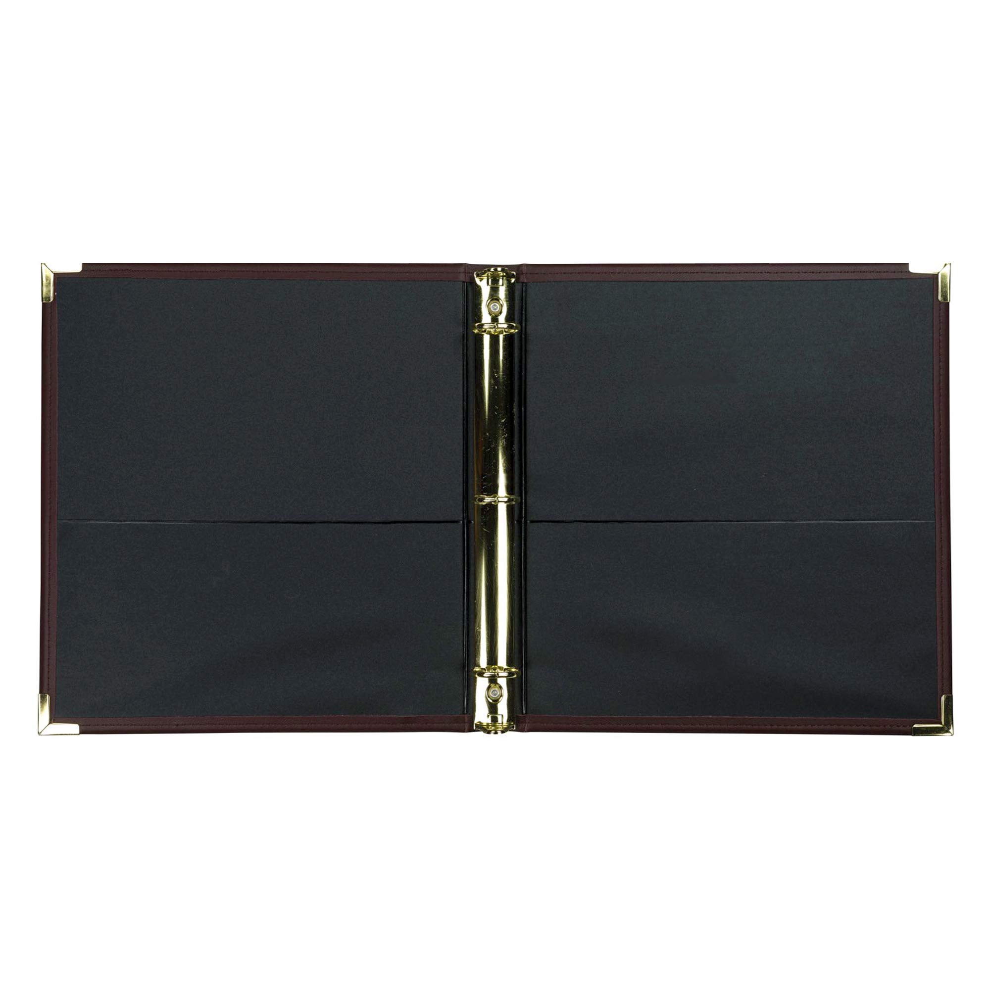 Hemingway Classic Collection Executive Presentation 3 Ring Binder, Round Ring 1 Inch Capacity with Brass Ring Metal and Brass Corners (Brown)