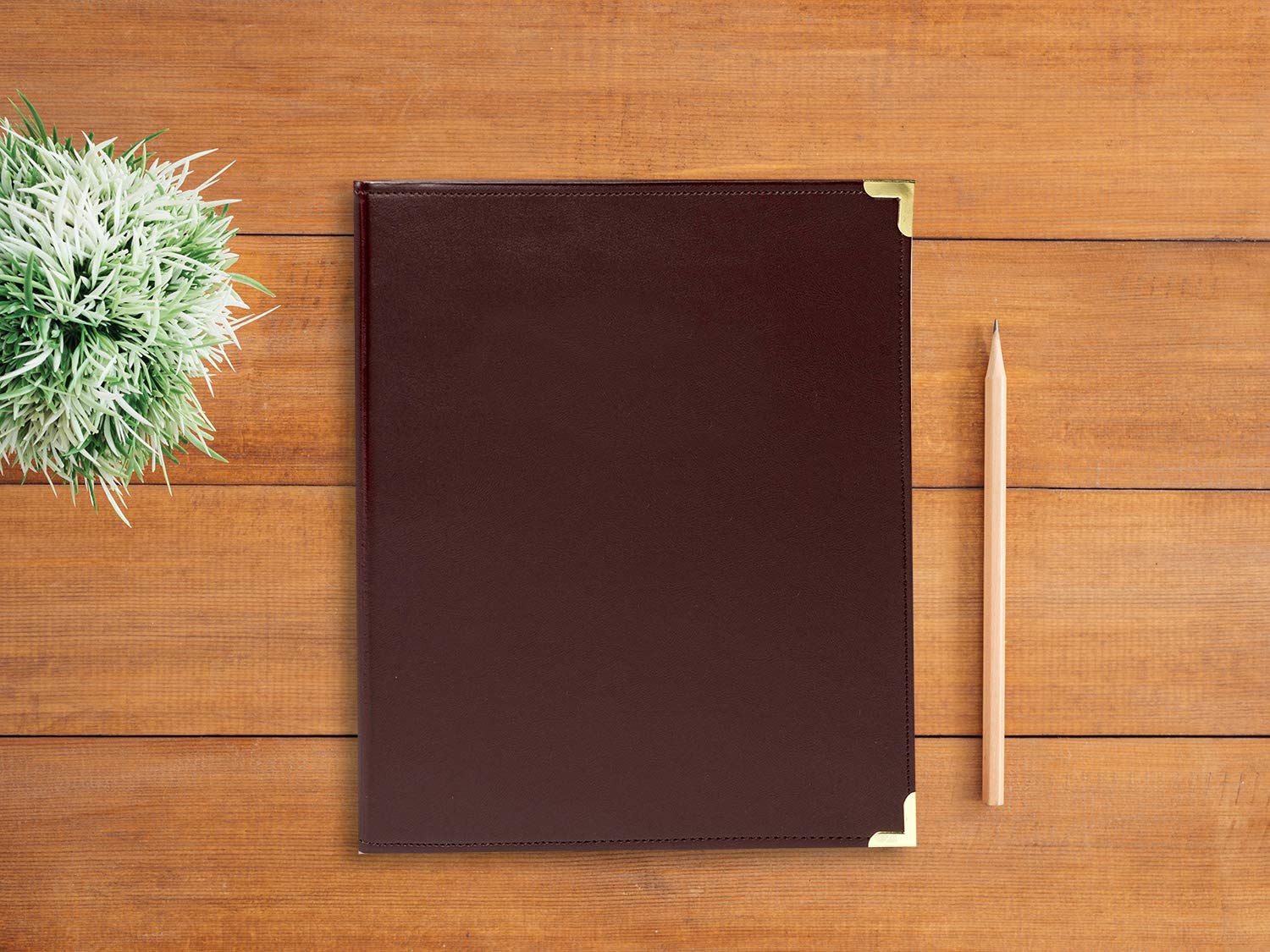 Hemingway Classic Collection Executive Presentation 3 Ring Binder, Round Ring 1 Inch Capacity with Brass Ring Metal and Brass Corners (Brown)