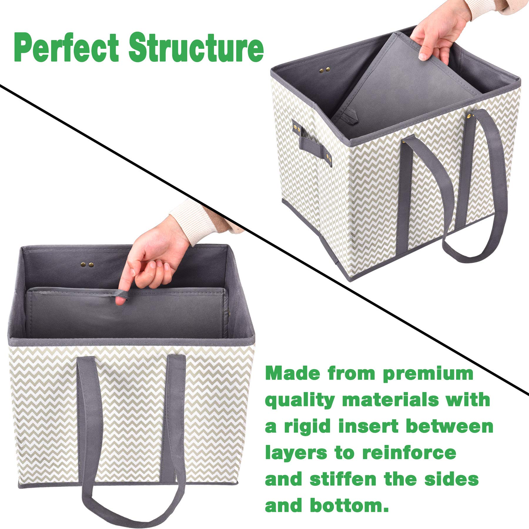 NERUB Reusable Grocery Bags Shopping Bags Grocery Tote Bag with Reinforced Bottom Heavy Duty Handles (Set of 3, Blue/Gray/Wave)