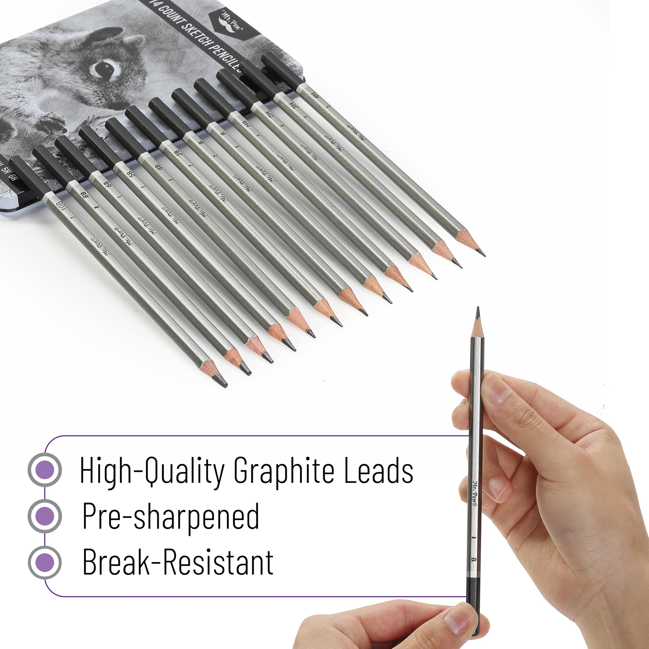 Mr. Pen- Sketch Pencils for Drawing, 14 Pack, Drawing Pencils, Art Pencils, Graphite Pencils, Graphite Pencils for Drawing, Art Pencils for Drawing and Shading